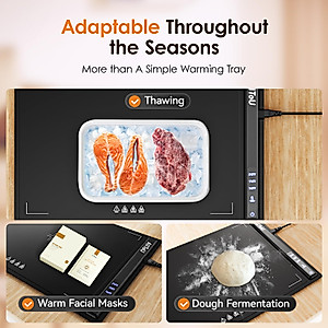 Electric Warming Tray - Full Surface Heating,Rollable & Portable,Premium Silicone Nano-Material,Auto Shut-Off -Versatile Food Warmer for Gatherings,Parties,Everyday Use (Black Heating Wire)