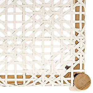 SAFAVIEH Home Collection Bandelier Natural Teak Wood/ Off-White Leather Weave Entryway Foyer Dining Bench