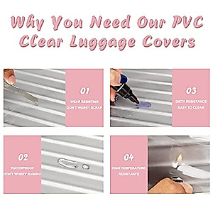 JZRTravel Luggage Cover 3 Pieces Clear PVC Suitcase Covers Protector for Tsa Approved, Suitcase Cover Set for 20 24 28 inch Luggage.