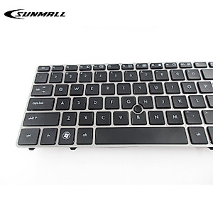 SUNMALL Keyboard Replacement with Silver Frame Compatible with HP Elitebook 8560P 8570P Probook 6560B 6565B 6567B 6570B 6575B Series Keyboard with Pointer