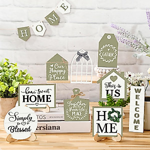 Purpeak 13 Farmhouse Tiered Tray Decor Set Sweet Home Tiered Tray Decorations Home Rustic Wooden Signs Decorative Farmhouse Kitchen Table Decor for Dining Room Country Summer Shelf Centerpiece Gift