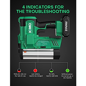 KIMO 18 Gauge Nail Gun Battery Powered w/ 2 X 2.0 Battery & Charger, 2 in 1 Cordless Brad Nailer/Electric Stapler, Adjustable Depth, 18GA Staples for Upholstery, Home Improvement & Woodworking