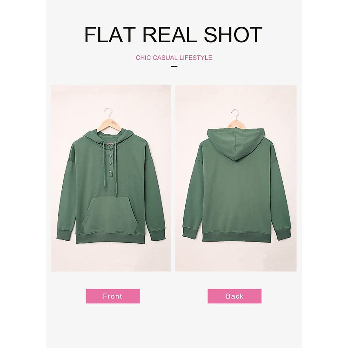 Dokotoo Fashion Winter Hoodies & Sweatshirts Drawstring Long Sleeve Front Button Collar Hooded Pullovers with Pockets for Women Loose Fit Casual Shirt Tops Fall Clothes for Women 2024 Large Green