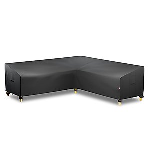 iBirdie Outdoor Sectional Cover for 120 x 120 inch L-Shaped Patio Sofa Waterproof Weatherproof 600D Heavy Duty Garden Furniture Cover Outside Sectional Couch Cover L Shape