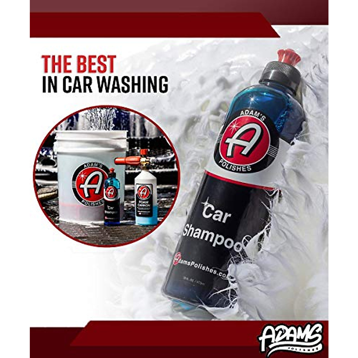Adam’s Car Wash Kit Complete With Bucket & Grit Guard - Auto Detailing & Car Cleaning Kit | pH Best Car Wash Soap For Snow Foam Cannon, Foam Gun, Car Soap Wash For Pressure Washer