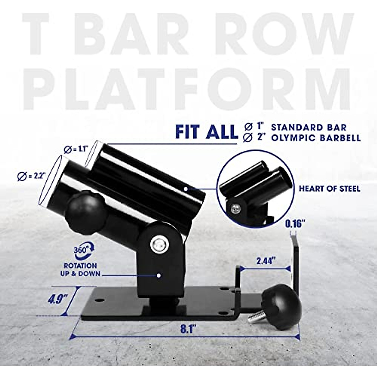 Yes4All Deluxe T-Bar Row Platform - Landmine Row Handle Full 360° Swivel & Easy to Install – Fits Perfectly 1” and 2” Barbell (Black)