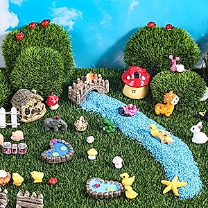 Modacraft 200Pcs Miniature Fairy Garden Accessories Including 100Pcs Fixed Pins, Fairy Garden Kit Fairy House Animal Figurines Mini Landscape for Garden Dollhouse Potted Plant Bonsai Terrarium Décor