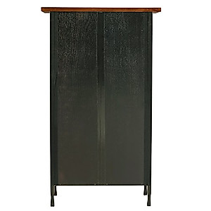 Leick Home 11262 Ironcraft Mantel Height Rustic Bookcase with Drawer Storage, 12" D x 30" W x 50" H, Mission oak/matte black