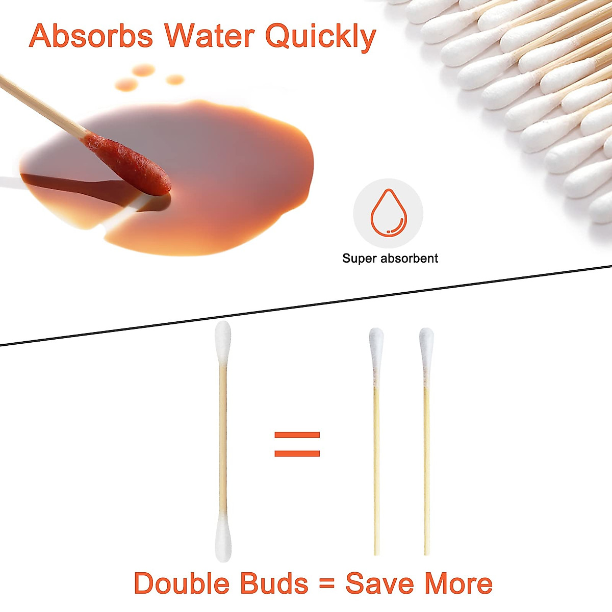 Organic Cotton Swabs 800 Count - Garrelett Natural Bamboo Cotton Buds For Ear - Ear Sticks with A Storage Box Included - Strong 100% Pure Cotton Stick for Arts & Crafts, Daily Cleaning