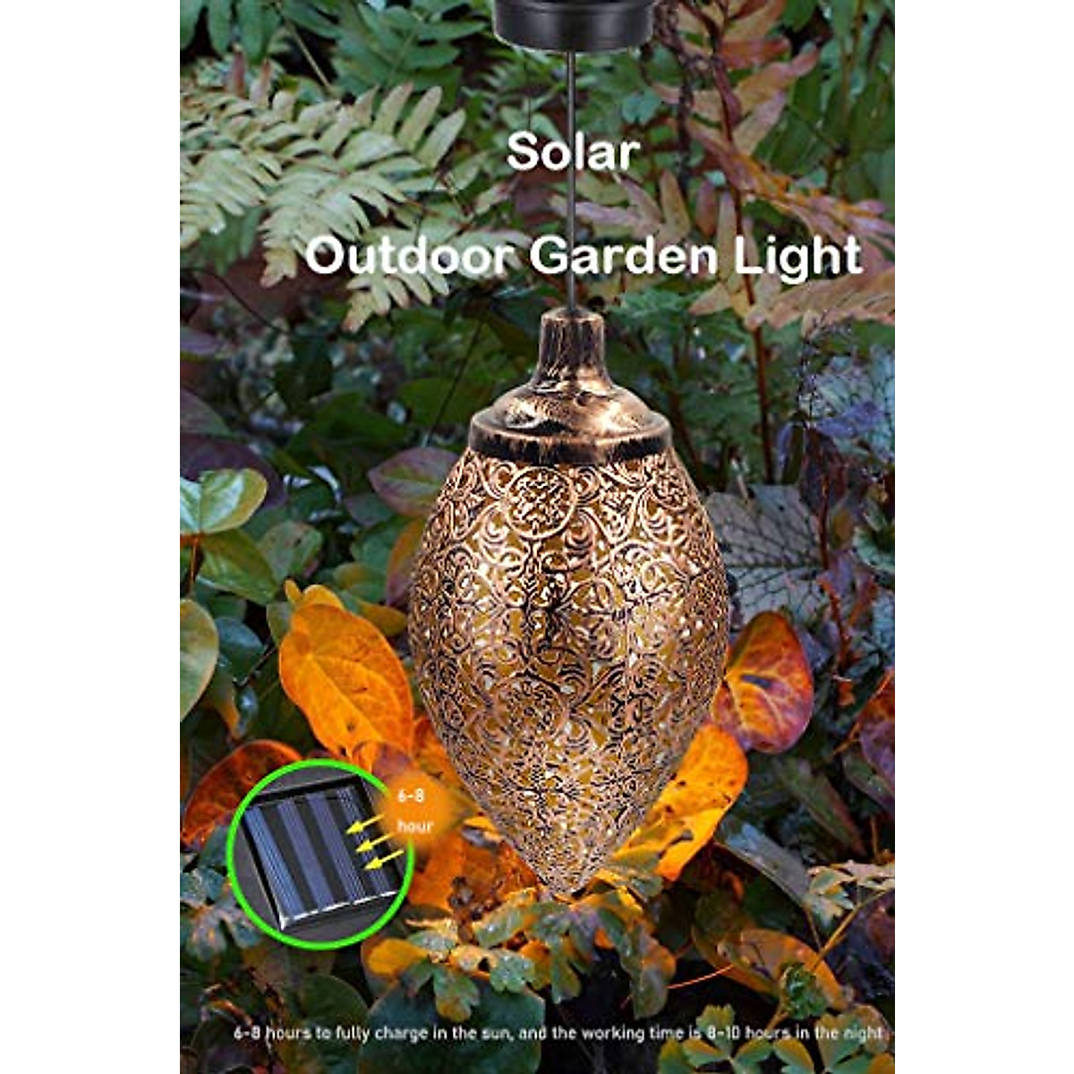 2PCS Hanging Solar Lights Solar-Powered Lantern LED Garden Lights Metal Lamp Waterproof for Outdoor Hanging Decor…