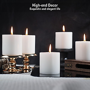 TRIRITE White Pillar Candles Set of 6,Unscented Pillar Candles Bulk-3x3 inch,210 Hours Long Burning Smokeless Pillar Candles, Perfect for Wedding,Parties, Spas, Home Gatherings and Dinner