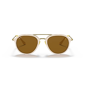 Ray-Ban RB4369M Scuderia Ferrari Collection Square Sunglasses, White Sand/Brown, 53 mm