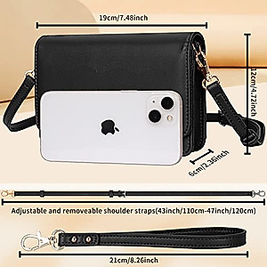 Unaone Crossbody Bags for Women, Small Crossbody Cell Phone Purse Wallet Shoulder Bag with Card Holder and 2 Straps Wristlet