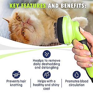 Rexipets Self Cleaning Slicker Brush- for Dogs, Cats & Pets-One Click Cleaning Function-Gentle & Effective Cat, Pet & Dog Hair Remover-Dog Grooming Accessories for Small, Medium & Large Dogs