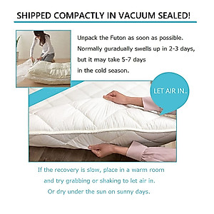 EMOOR Japanese Futon Mattress CLASSE & Fitted Sheet PRESSO Queen Made in Japan, Cotton (White) Foldable Floor Sleeping Bed Tatami Mat