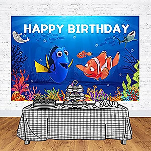 Under The Sea Backdrop for Birthday Party Supplies Nemo Photo Backgrounds Finding Dory Birthday Theme Baby Shower Banner 59x38in