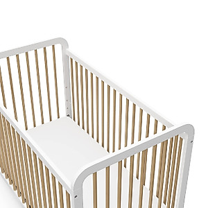 Storkcraft Pasadena 3-in-1 Convertible Crib (White with Driftwood) – GREENGUARD Gold Certified, Converts to Daybed and Toddler Bed, Fits Standard Full-Size Crib Mattress, Adjustable Mattress Height