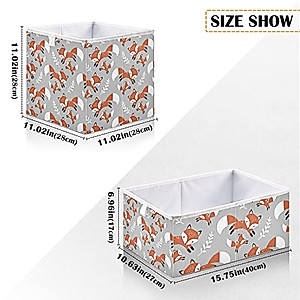 xigua Fox Rectangle Storage Bin Large Collapsible Storage Box Canvas Storage Basket for Home,Office,Books,Nursery,Kid's Toys,Closet