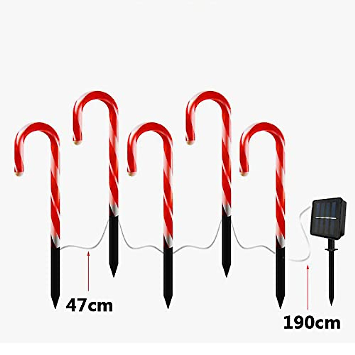 Christmas Candy Cane Lights,Christmas Candy Cane Lights， Christmas Yard Decorations， LED Home Garden Ground Plug Crutch New Year Christmas Decor