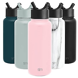 Simple Modern Water Bottle with Straw Lid Vacuum Insulated Stainless Steel Metal Thermos Bottles | Reusable Leak Proof BPA-Free Flask for Gym, Travel, Sports | Summit Collection | 32oz, Blush