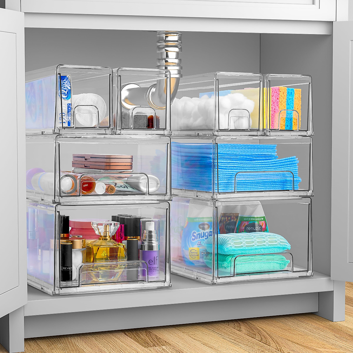 Sorbus Large Clear Stackable Storage Drawers, Plastic Storage Drawers with Handles, Craft Storage Drawers, Clothes, Medicine, Makeup, Closet, Art Supply, Bathroom, Shoe, Toy Storage Organizer (2 Pack)