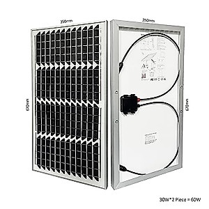 SUNBA 60W Monocrystalline Solar Panel Kit with Built-in Rechargeable Lithium Battery 12V 38Ah, Waterproof IP66 for Off-Grid System