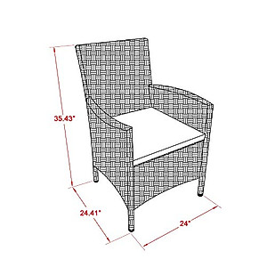 East West Furniture Valencia 5 Piece Outdoor Wicker Patio Furniture Sets Includes a Rectangle Bistro Dining Table with Glass Top and 4 Balcony Armchair with Cushion, 35x55 Inch, Cream