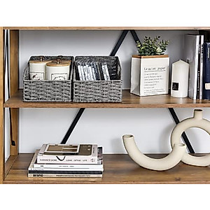 StorageWorks Storage Baskets, Rectangular Wicker Baskets with Built-in Handles, Decorative Storage Boxes