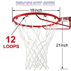 LAO XUE Basketball Net Outdoor,(7.16 oz) 12 Loops Professional Heavy Duty Basketball Net Replacement,All Weather Anti Whip, Suitable for Outdoor Standard 12 Loops Basketball Hoop