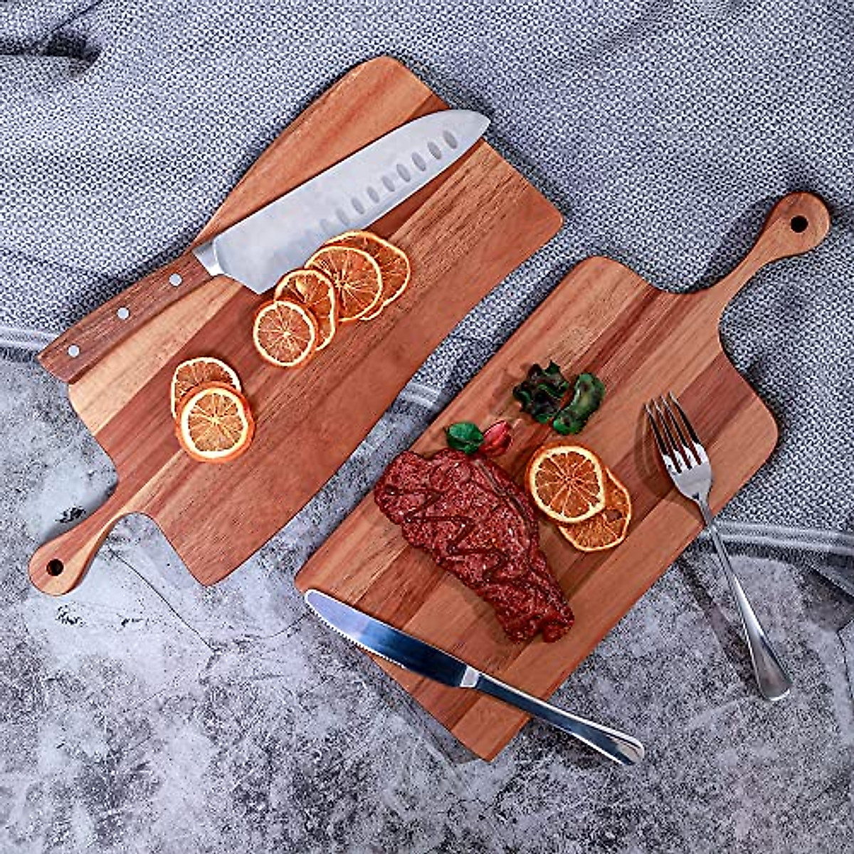 Wood Cutting Board, Elegant Wavy Edge Cheese Display Board Charcuterie Boards, Kitchen Small Chopping Block, Acacia Cheese Platter Grazing Tray with Handle, Decorative Wooden Serving Board