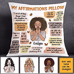 Personalized Christian Affirmations Pillow, Home Decorative Throw Pillow, Bible Verses Inspirational Quotes Pillow for Girls Women, Bedroom Nursery Sofa Couch Decor Gifts