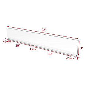 FixtureDisplays® 22 X 3" Clear Floating Shelf Wall Mount Shelf Lip Stopper Shelf Guard Divider Plexiglass Edge Protection 10084-12PK-NF