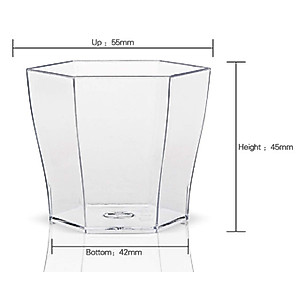 Lawei 100 pack 2 oz Plastic Dessert Cups with 100 Plastic Spoons - Hexagonal Mini Bowl Disposable Bowls for Chocolate Desserts, Appetizers, Dessert Samplers, Dessert Shot Glasses & More