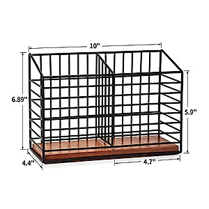 THYGIFTREE Kitchen Utensil Holder for Counter Large Black Metal Cooking Utensil Organizer for Countertop Utensil Crock with Wooden Base Spatula Holder Modern Farmhouse Utensil Caddy