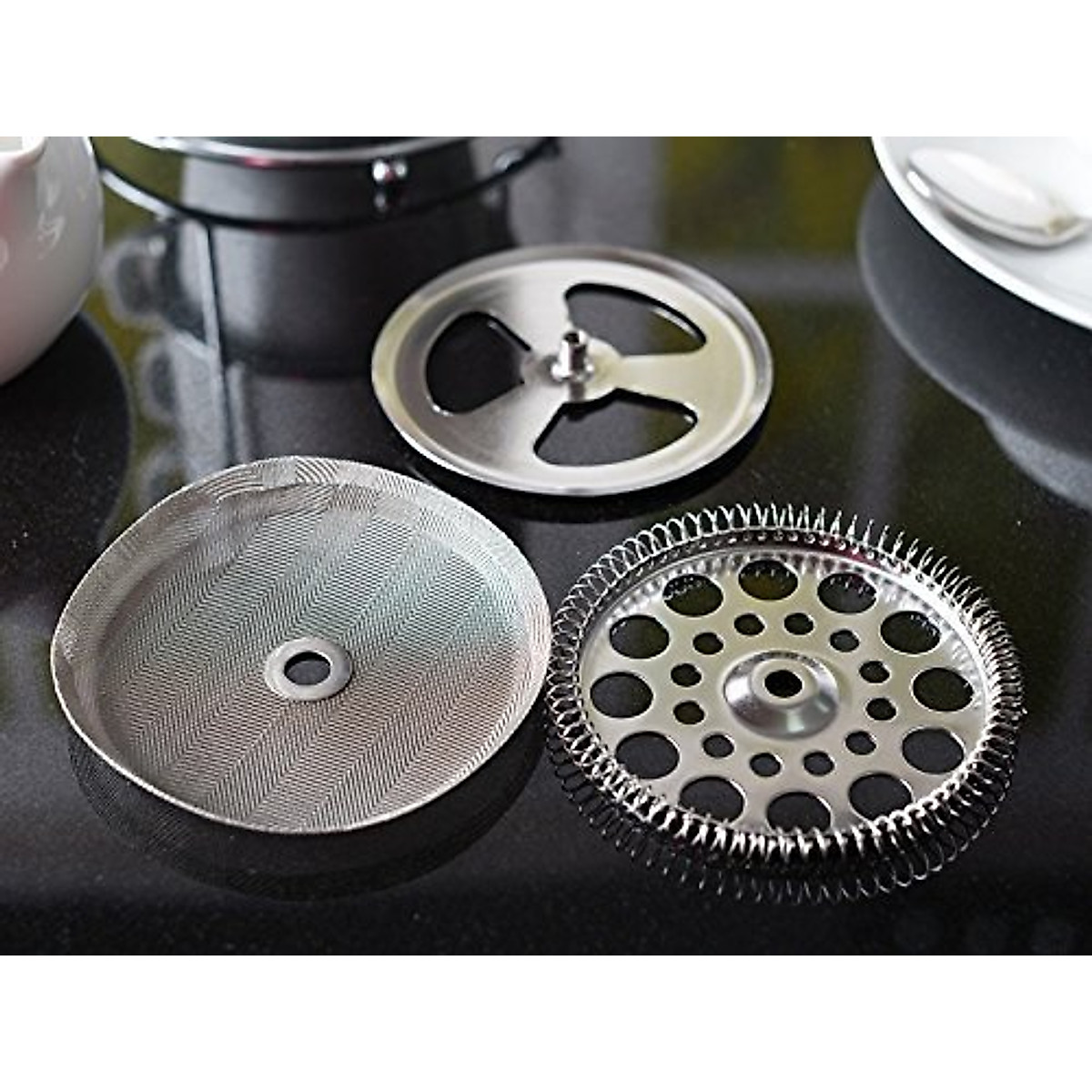 2.6" French Coffee Press Replacement Filter Screen - 4 Pcs Universal 3-Cup (350ml) 304 Stainless Steel Mesh for Bodum French Press Coffee Makers