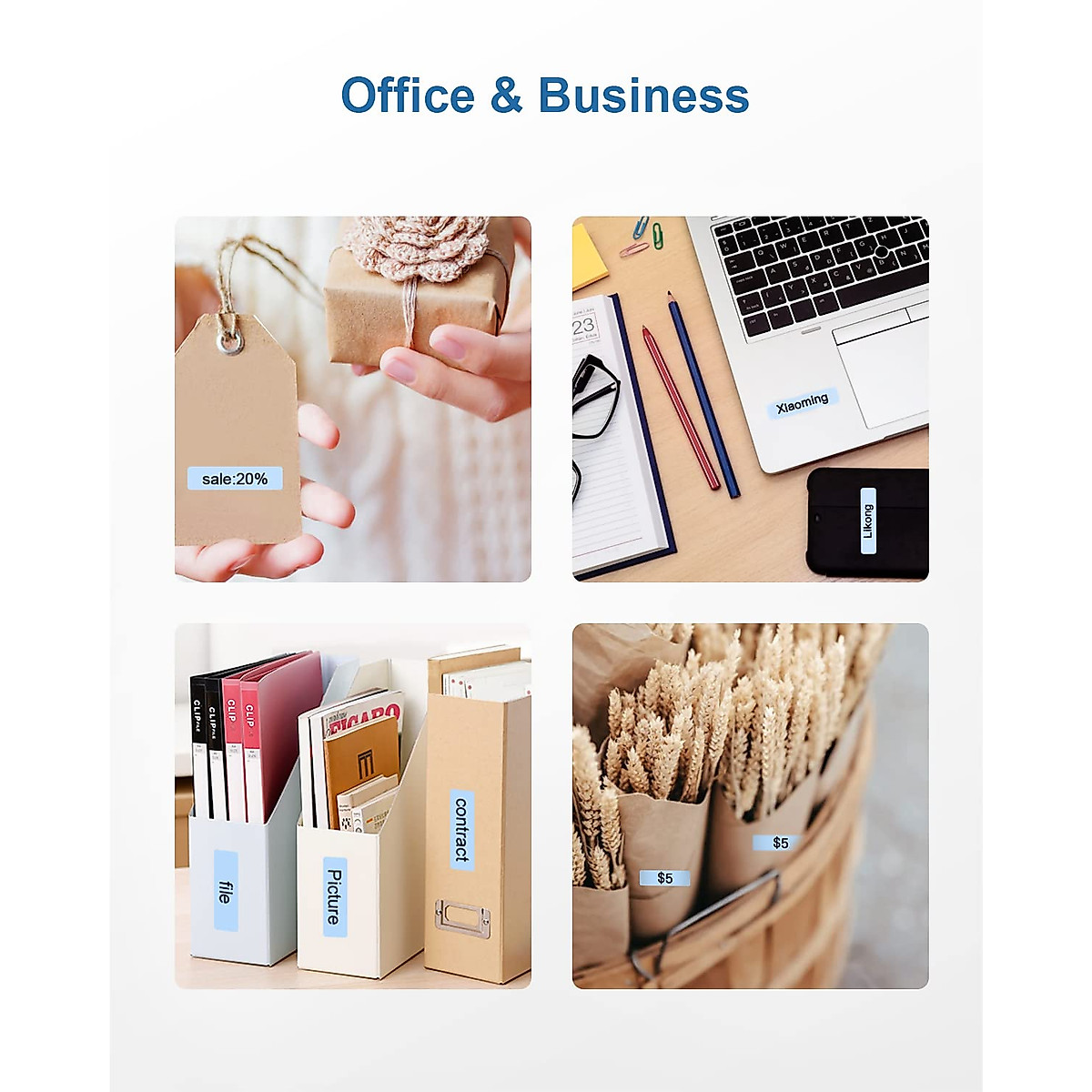 POLONO Thermal Label Maker Tape Replacement Compatible with D30, P10 E1, L1, Q1 Label Printer, Not for POLONO P31S, 15mmx40mm/0.5x1.57inch, 180 Labels/Roll, P10 Thermal Printing Label Paper (Blue)