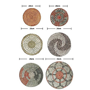 EFLAL Woven Wall Basket Decoration, Woven Basket Rattan Wall Decoration, Bohemian Style Wall Basket for Wall Decoration, Round Natural Handmade sea Grass Woven Basket