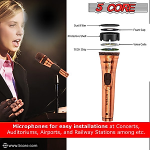 5 CORE Karaoke Microphone Dynamic Vocal Handheld Mic Cardioid Unidirectional Microfono w On and Off Switch Includes XLR Audio Cable for Singing Public Speaking & Parties PM 625