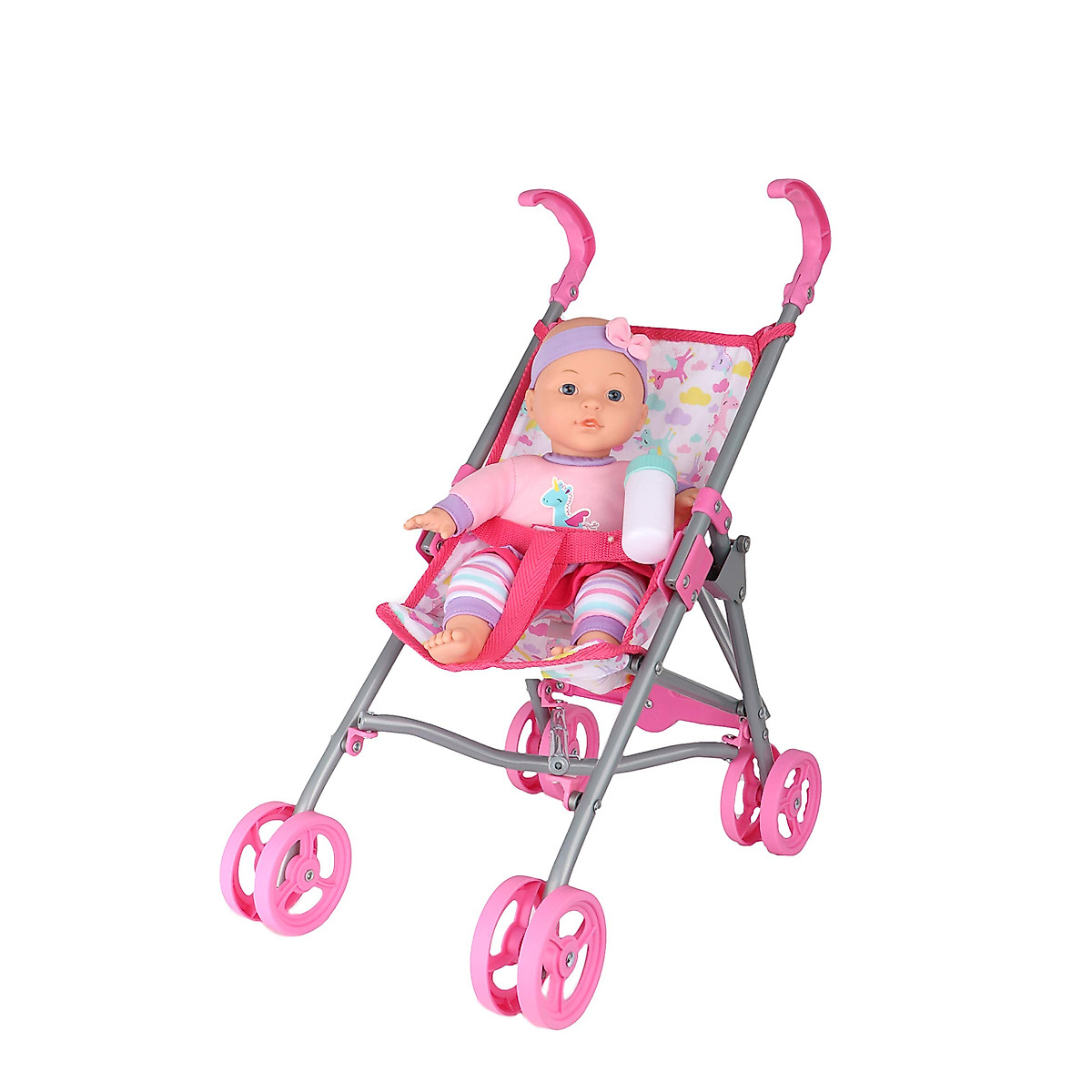 Dream Collection, Baby Doll Care Gift Set with Stroller - Lifelike Baby Doll and Accessories for Realistic Pretend Play, Posable Soft Toy - 12”