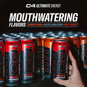 C4 Ultimate | 300mg Caffeine Sugar Free Energy Drink | Fruit Punch | Pre Workout Performance Drink | 16oz (Pack of 12)