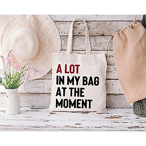 QualityLife Tay White Tote Bag Singer Merch Cosmetic Bag for Fans,A Lot In My Tote Bag Womens Birthday Gifts