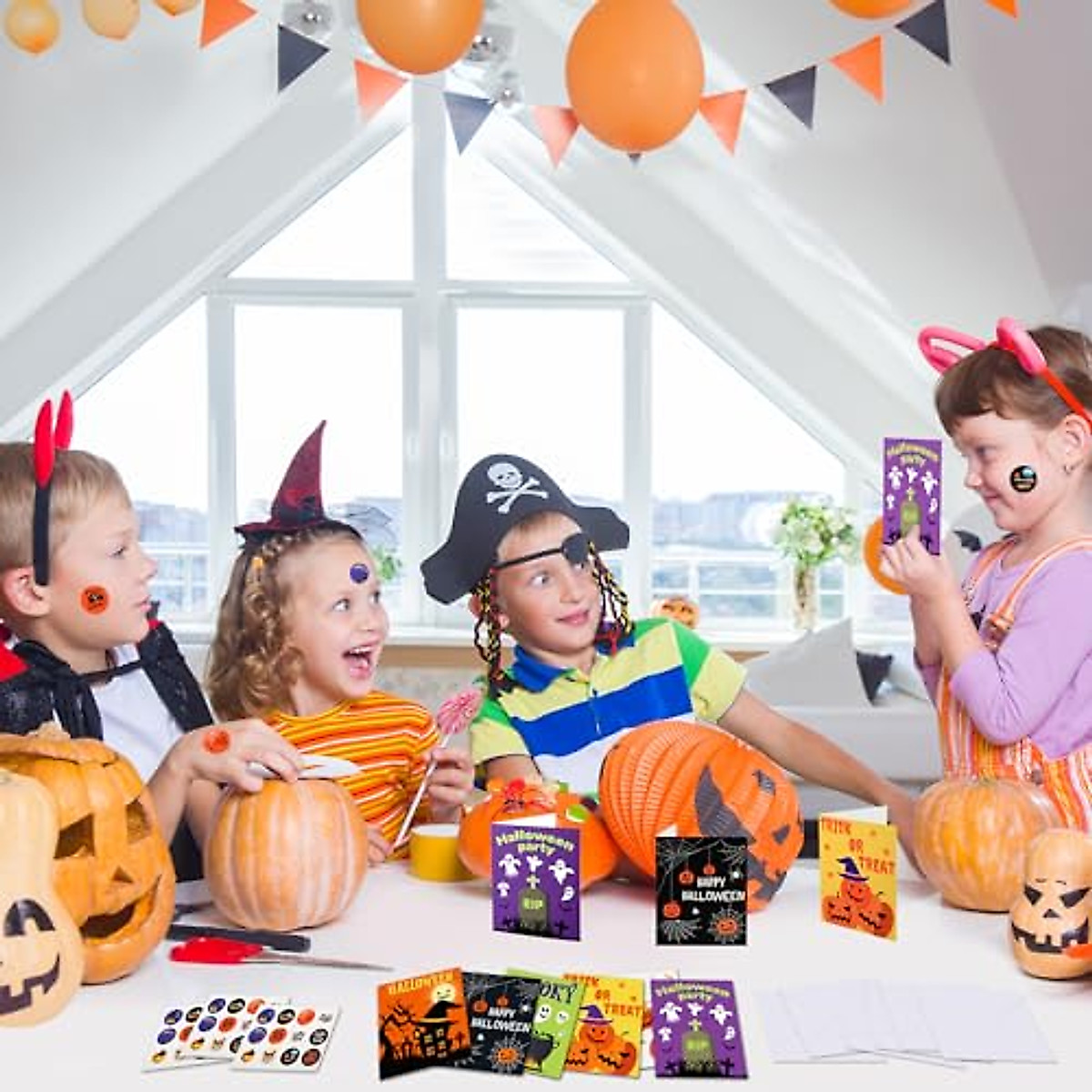 NEBURORA 30 Pack Halloween Greeting Cards with Envelopes and Stickers for Halloween Party Favors Gifts Goodie Bag Fillers