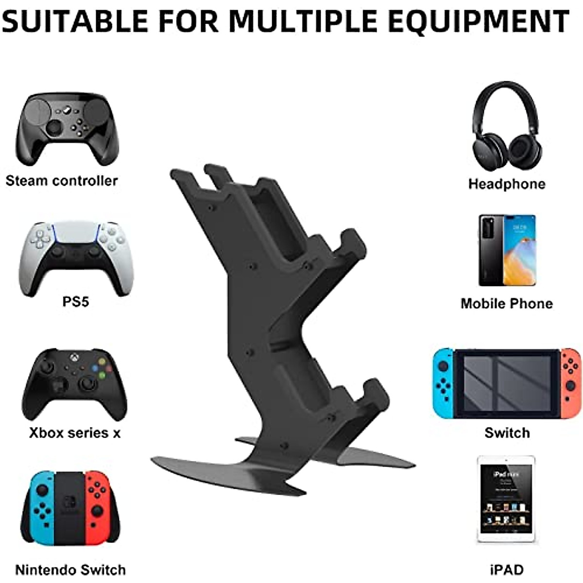 NBCP Controller Holder, Gaming Headset Stand Mount for PS5 / PS4 / Xbox Series X S/Xbox One/Nintendo Switch/Headset Aluminum Metal Holder Universal Gamepad Gaming Controller Accessories