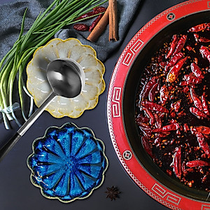 Spoon Rest Spoon Holder For Stove Top 2PCS Ceramic Cooking Spoon Holder For Kitchen Counter Stable Spatula Holder Utensil Rest Coffee Spoon Rest (Blue+Cyan)