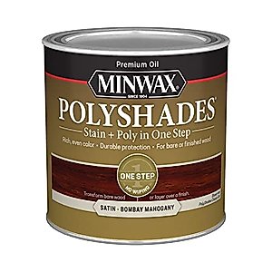 1/2 pt Minwax 21380 Bombay Mahogany PolyShades Wood Stain and Polyurethane, Satin