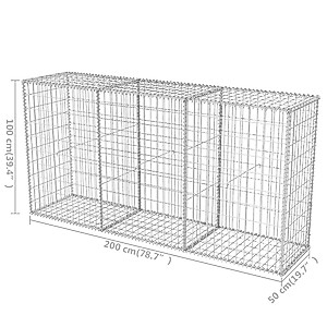 GOLINPEILO Fence Panel Outdoor Privacy Fence Screen Gabion Basket for Retaining Wall Block Gabion Cages Outdoor Decorative Fences Fencing for Yard, Silver Galvanized Steel 78.7"x19.7"x39.4" -AA