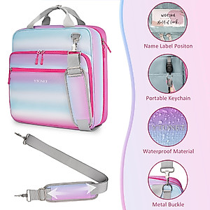 Ytonet Zipper Binder 3 Ring, 3 Inch Binder with Zipper Fit 15.6 in Laptop, 600 Page Extra Large Multi-Pocket School Binders Organizer with Shoulder Strap Handle for Girls Kids Women Student, Blue-Pink