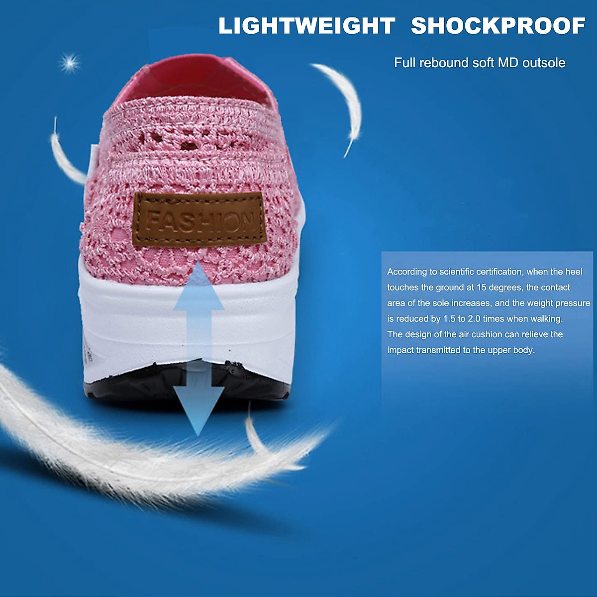 Women's Floral Embroidery Lace Mesh Air Cushion Sneakers,Comfortable Orthopedic Diabetic Walking Toning Shoes Breathable Slip On Platform Loafers Casual Fashion Rocker Shoes (Black 01,6)