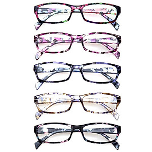 NORPERWIS Reading Glasses 5 Pairs Stylish Color Readers Fashion Glasses for Reading Men & Women (5 Pack Mix Color, 3.50)