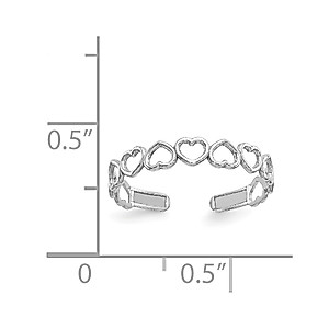 BillyTheTree Jewelry 14K White Gold Polished Cut Out Hearts Toe Ring